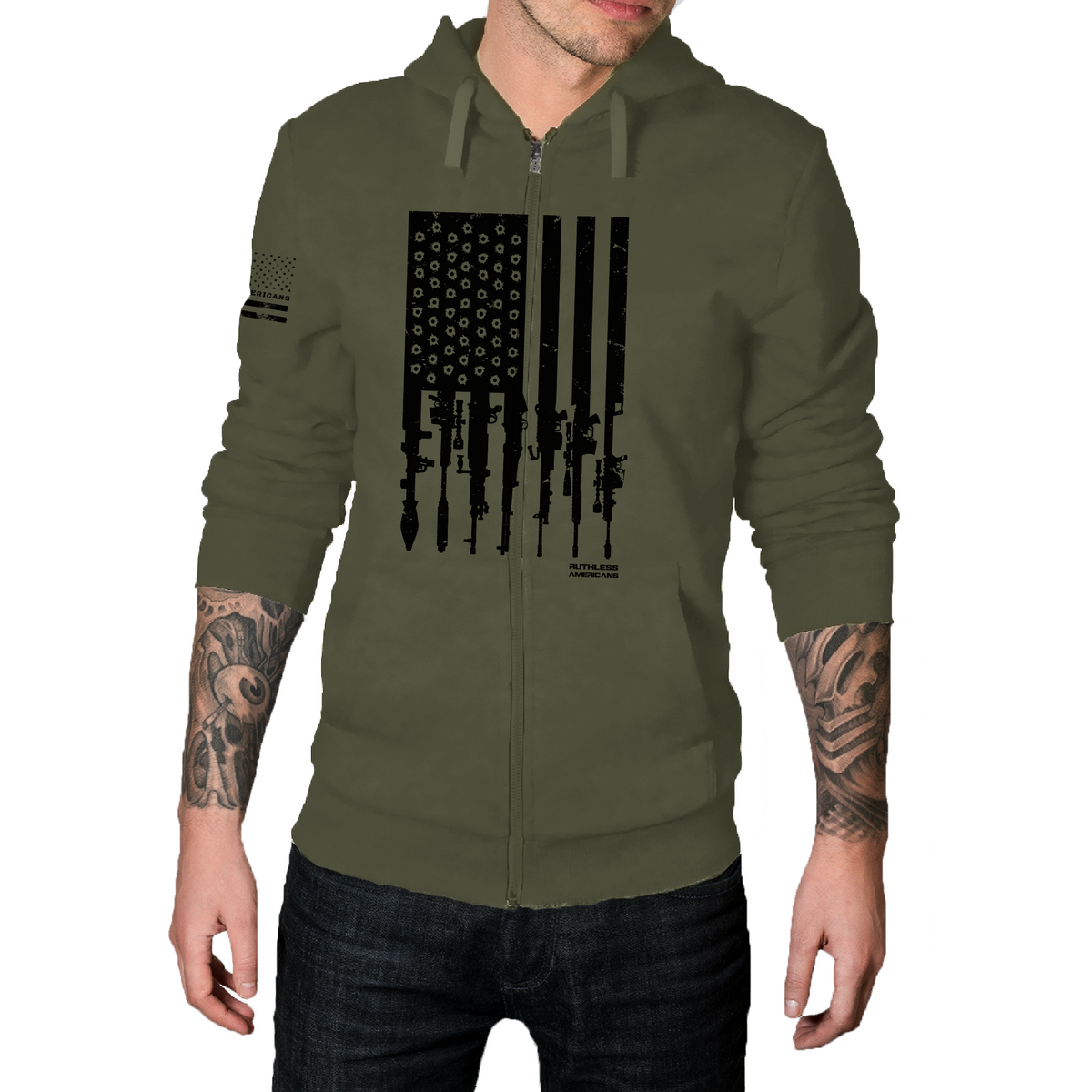 Rifle Flag - Zip-Up Hoodie – Ruthless Americans