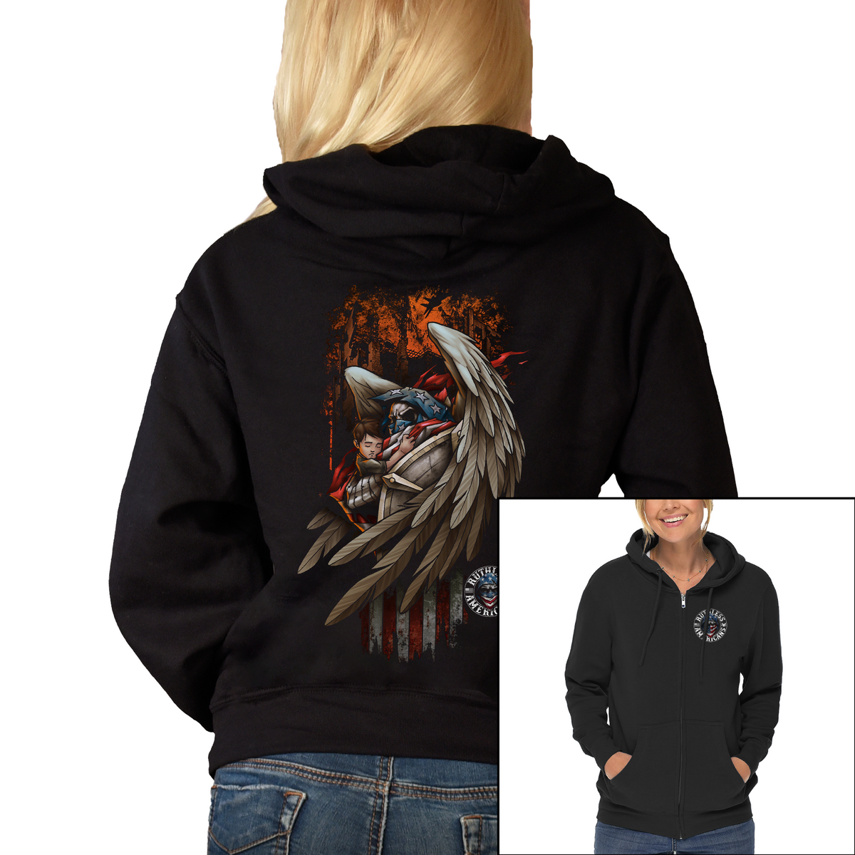 Women's The Guardian Angel - Zip-Up Hoodie – Ruthless Americans